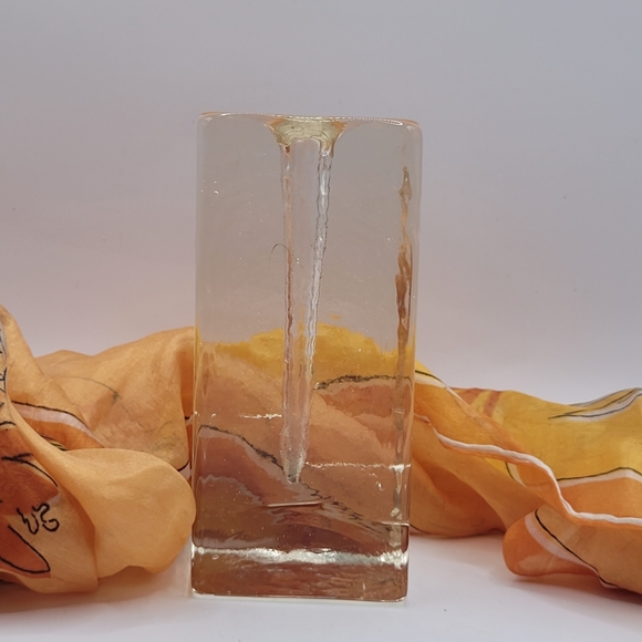 Vintage | Accents | Vintage Mcm Textured Block Glass Solifleur Bud Vase ...